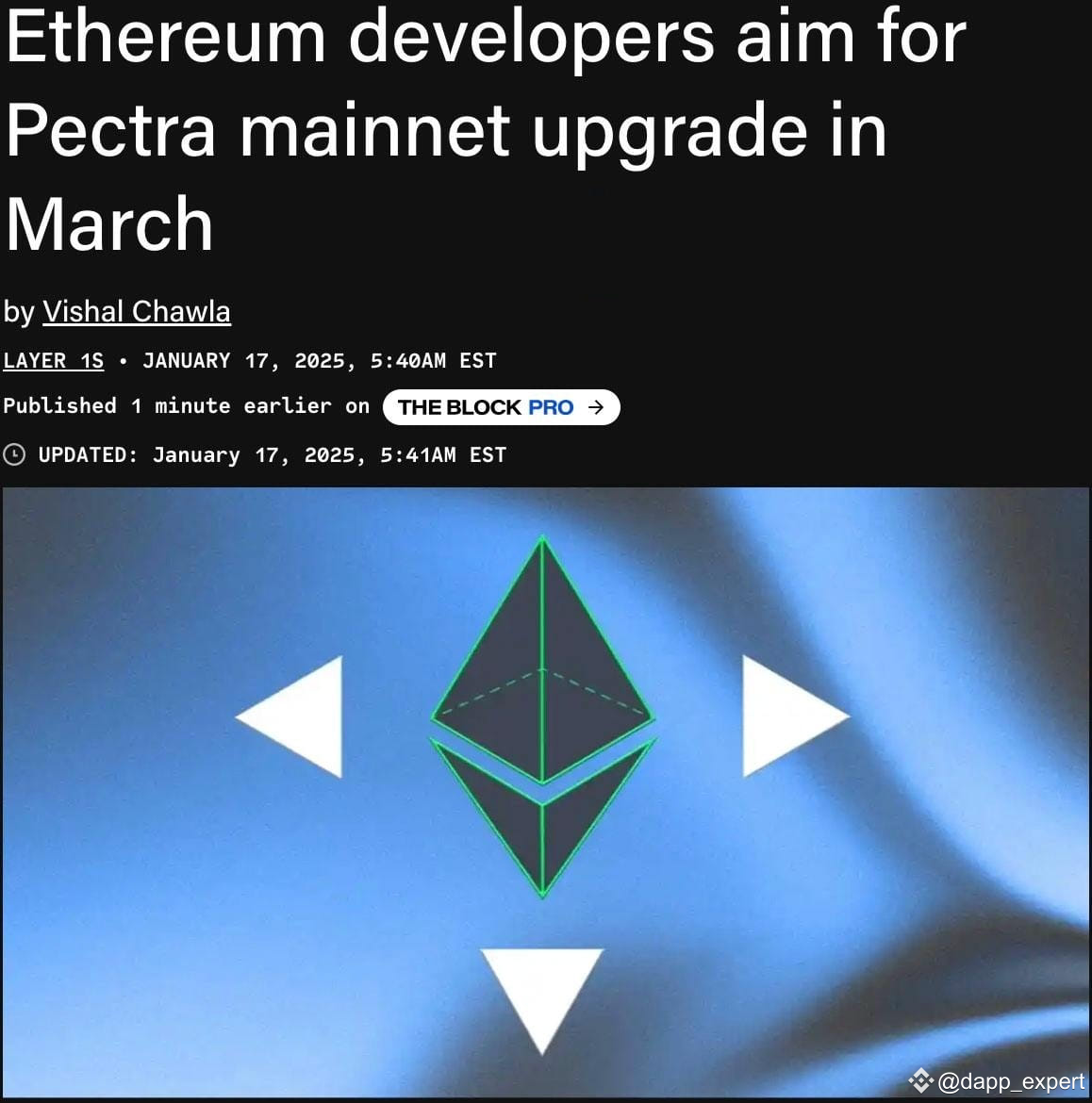 🥳 #ETH Ethereum developers are set to launch the mainnet u | dapp_expert on Binance Square