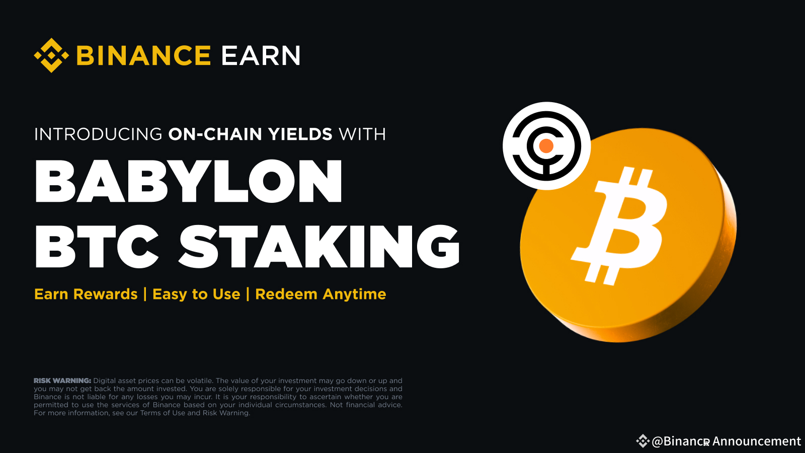 Binance Earn Brings On-chain Yield with Babylon BTC Staking Launch ...