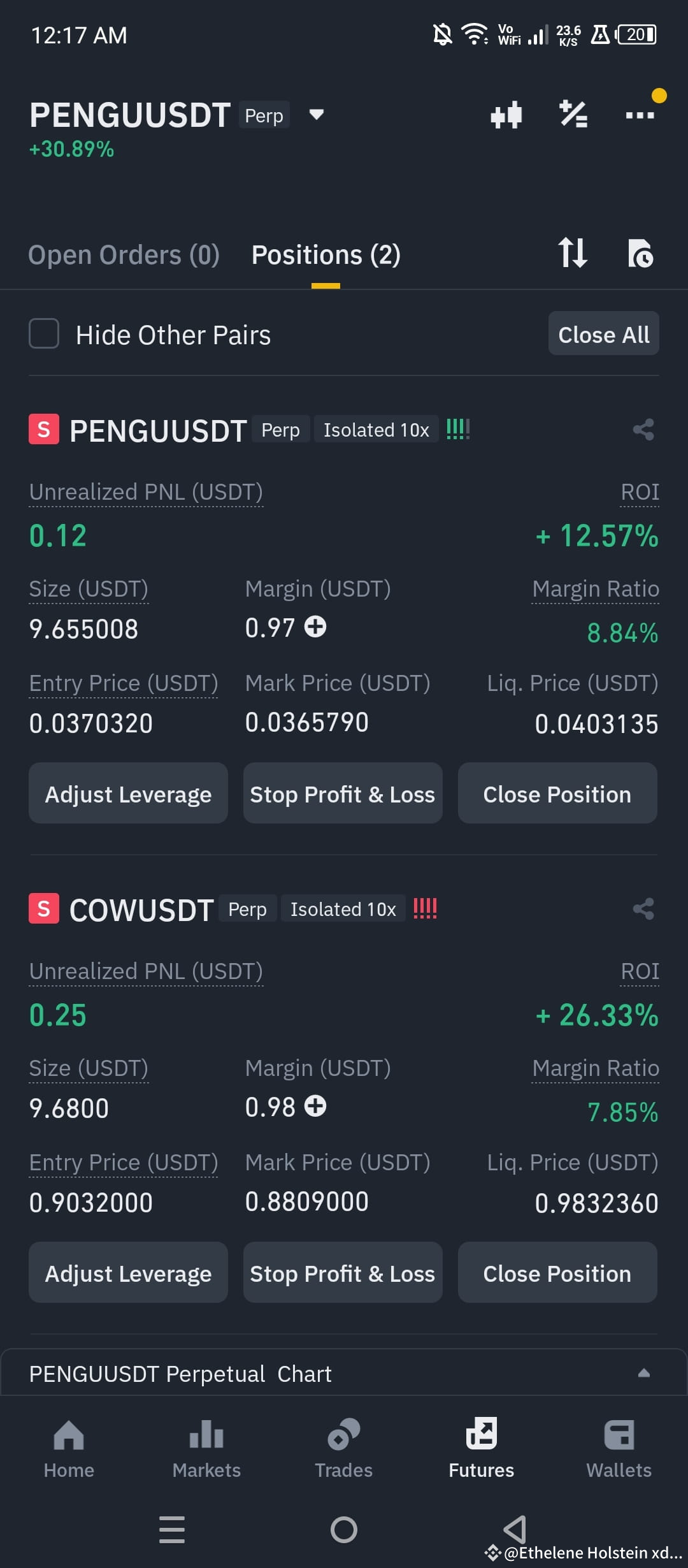 short on both.. $PENGU $COW | Ethelene Holstein xdgA on Binance Square