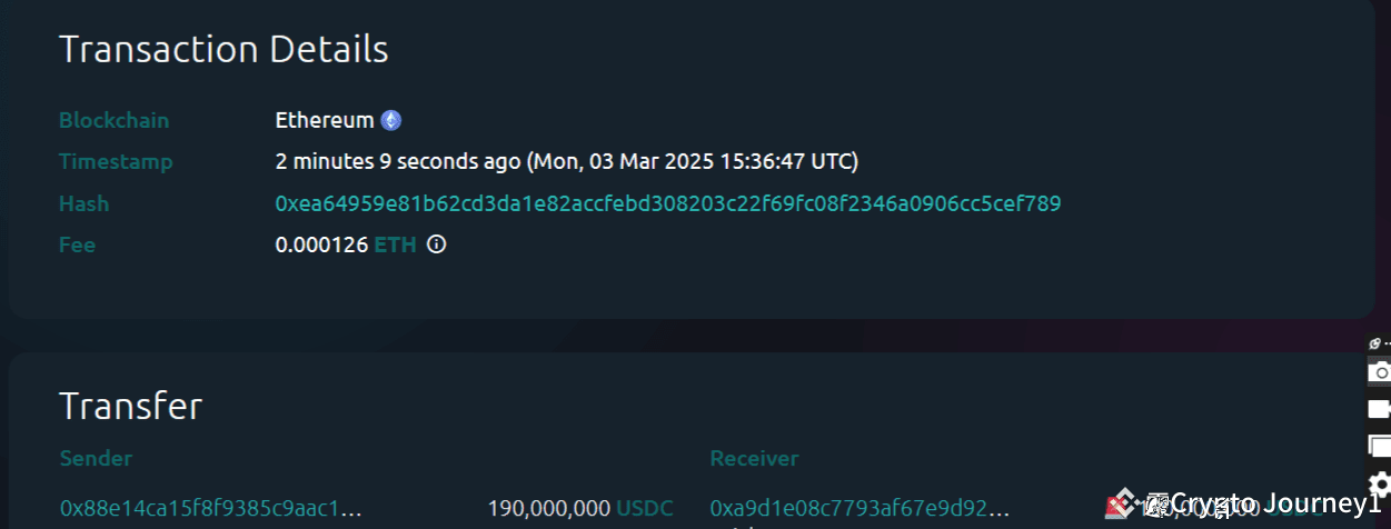 🚨 Massive Transfer Alert: 190M USDC ($190.34M) Moved🚨 | Crypto Journey1 on Binance Square