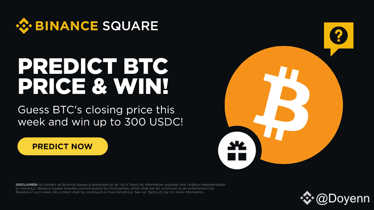 🚀 Predict BTC Price & Win Up to $300 USDC! Bitcoin has | Doyenn on ...