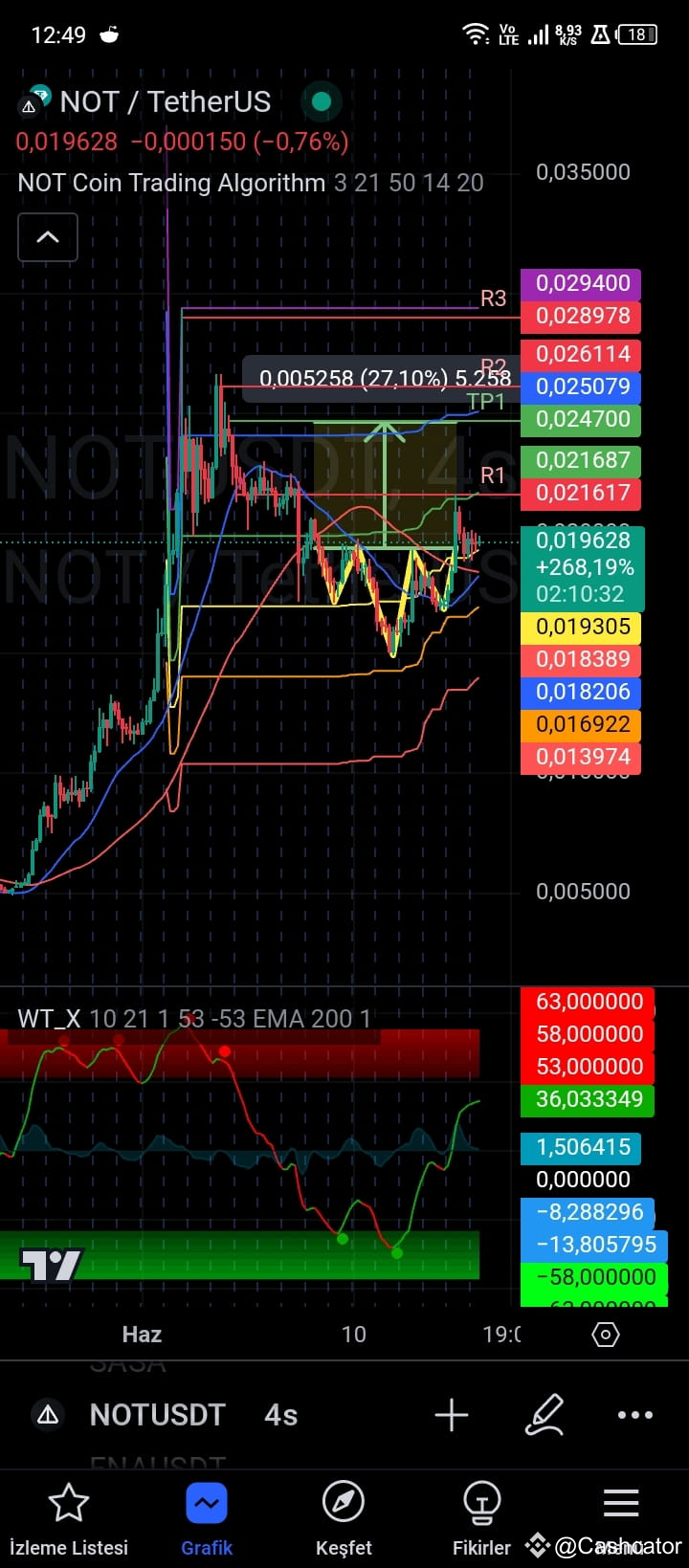 $NOT Coin USDT Parity 4-Hour Candlestick Chart Analysis and | Cashcator on Binance Square