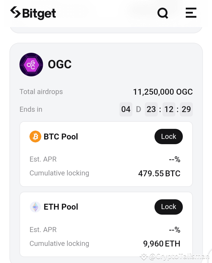 $OGC poolX is now available on Bitget Stake $BTC or $ETH | CryptoTalisman on Binance Square