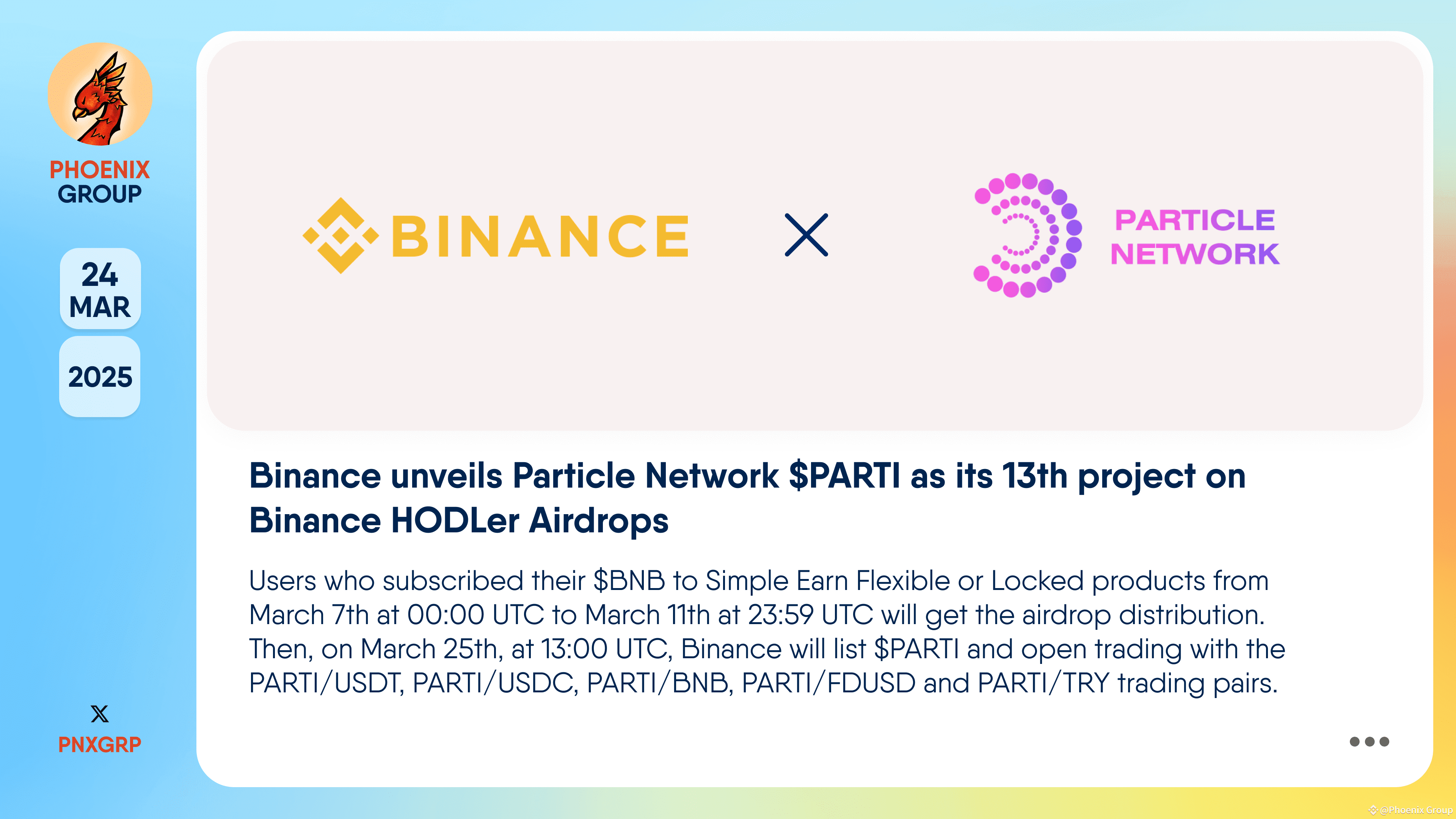 Binance unveils Particle Network $PARTI as its 13th project | Phoenix Group on Binance Square