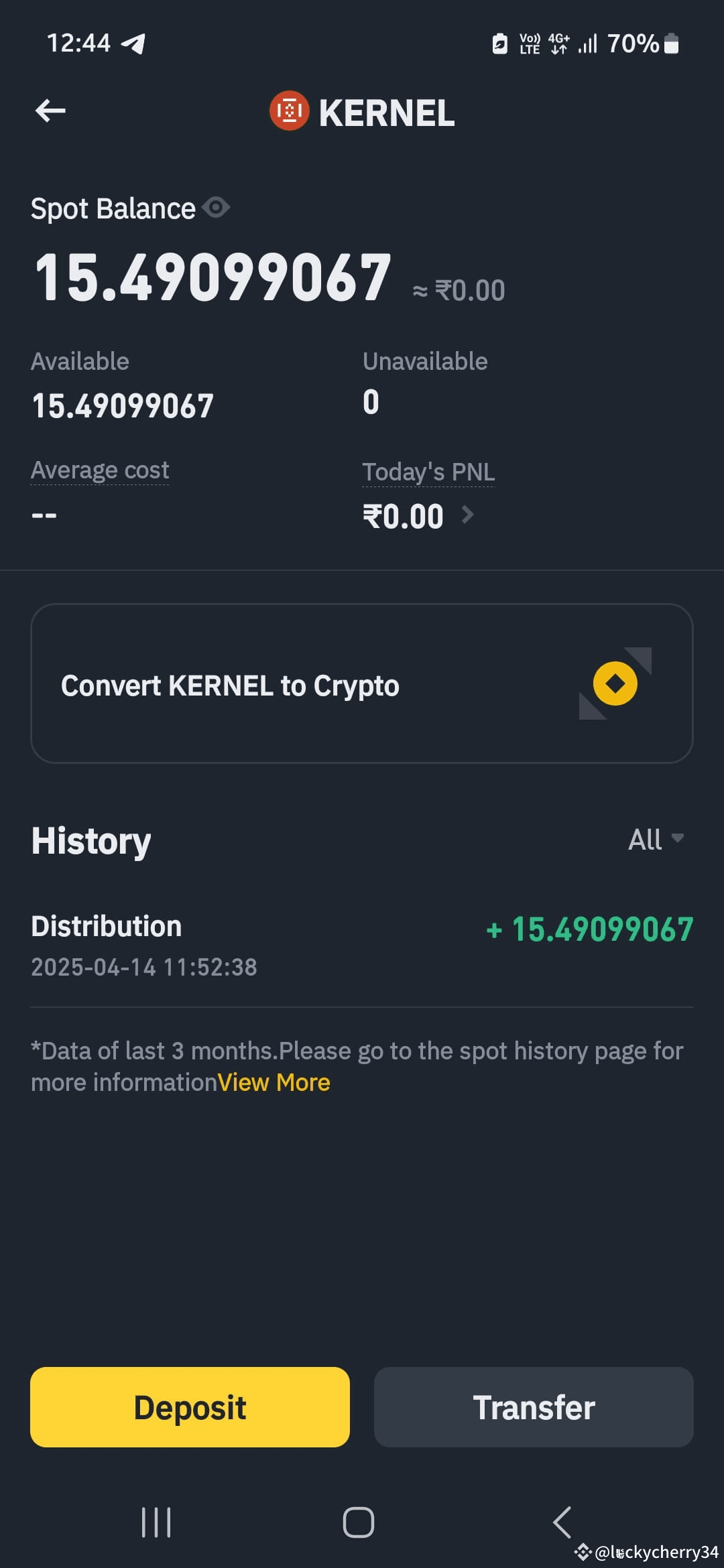 #Megadrop Just claimed 15 Kernel DAO coins from the airdrop! | luckycherry34 on Binance Square