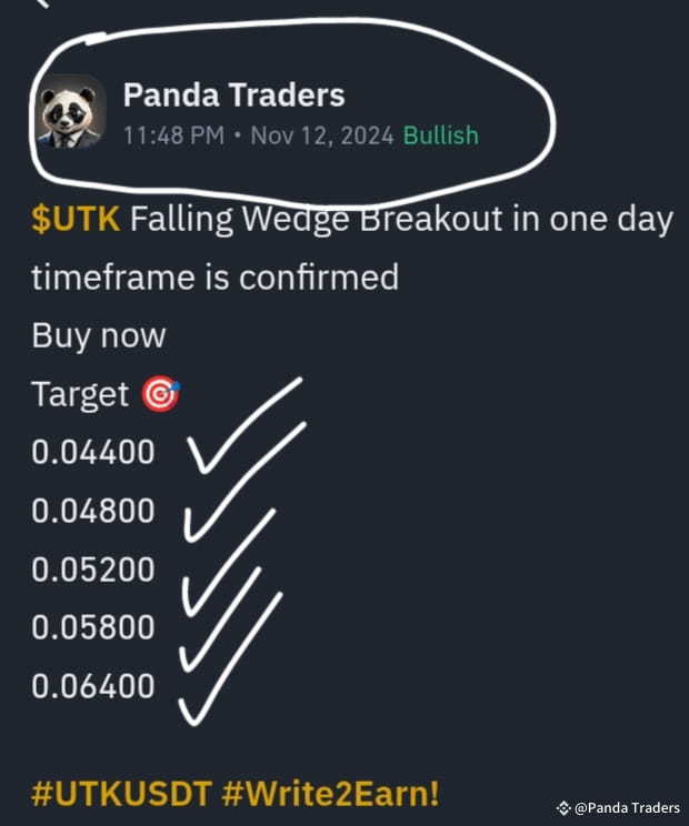 $UTK all Targets achieved 🎯🎯🎯🎯 Pandatraders bold predic | Panda Traders on Binance Square
