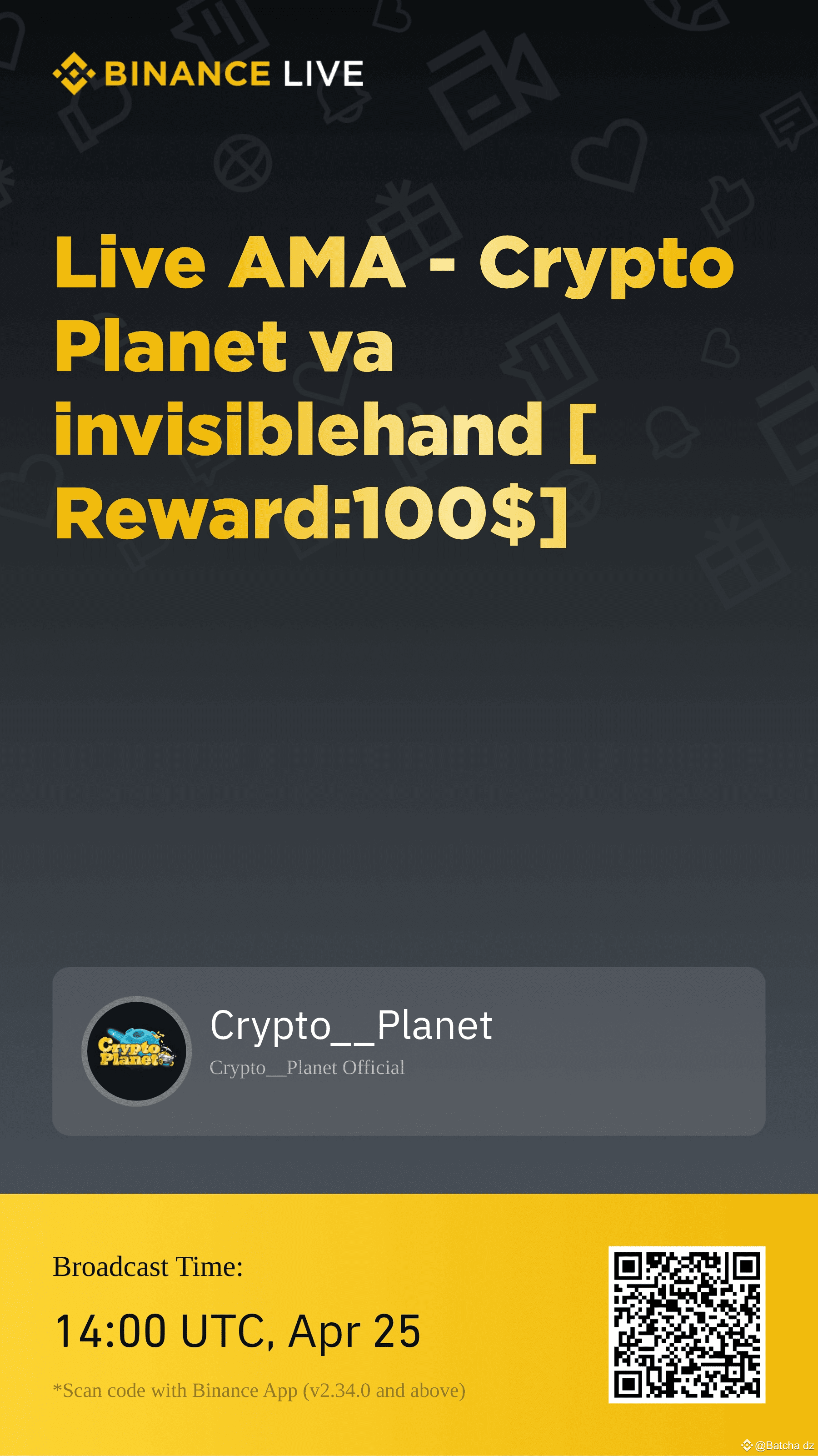 Watch Live AMA - Crypto Planet and invisiblehand [ Reward:10 | Batcha dz on Binance Square