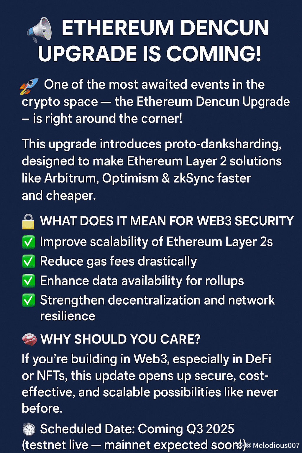 📢 Ethereum Dencun Upgrade Is Coming! 🚀 One of the most aw | Melodious007 on Binance Square