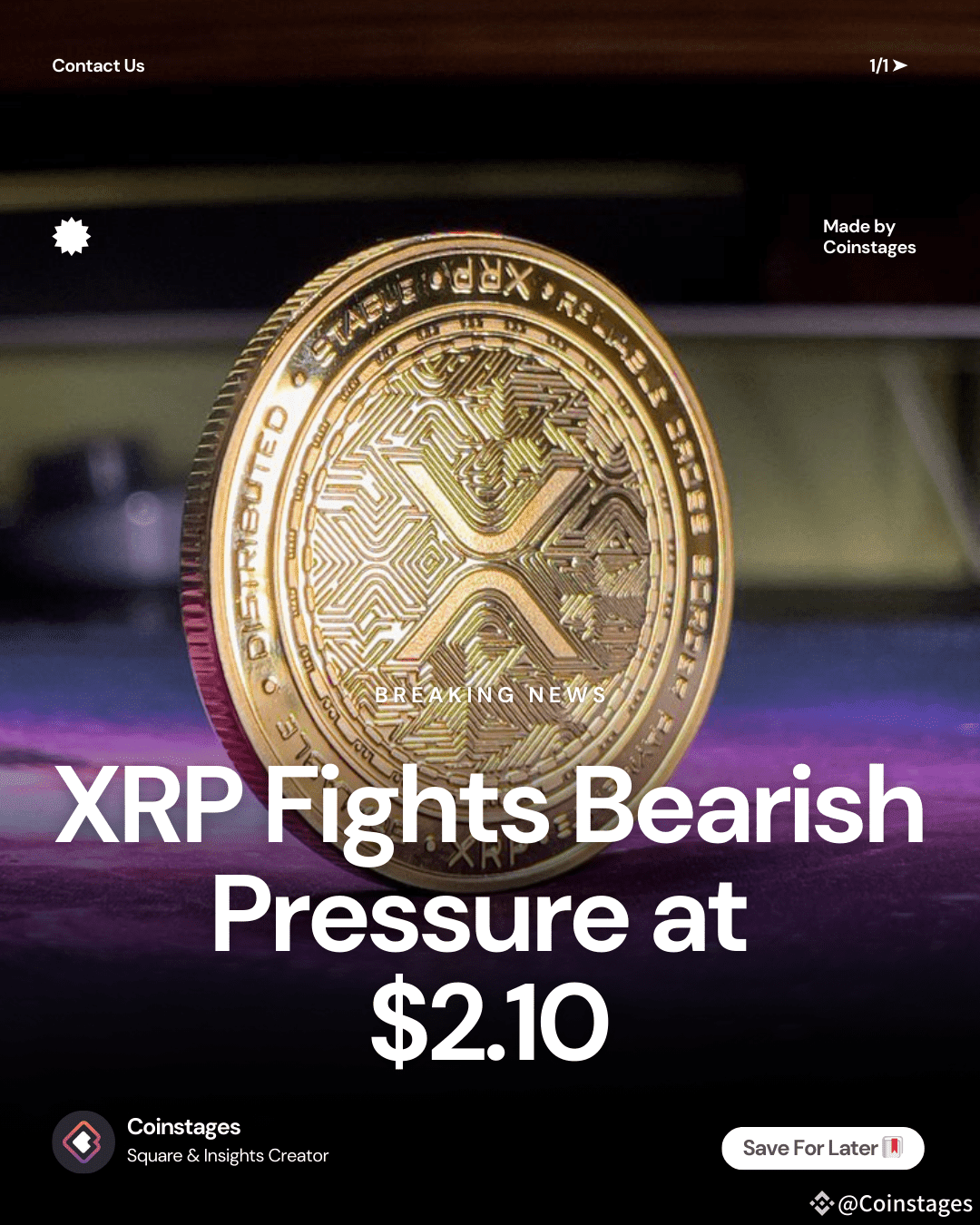 🚨XRP Fights Bearish Pressure at $2.10 XRP stabilized at $2 | Coinstages on Binance Square