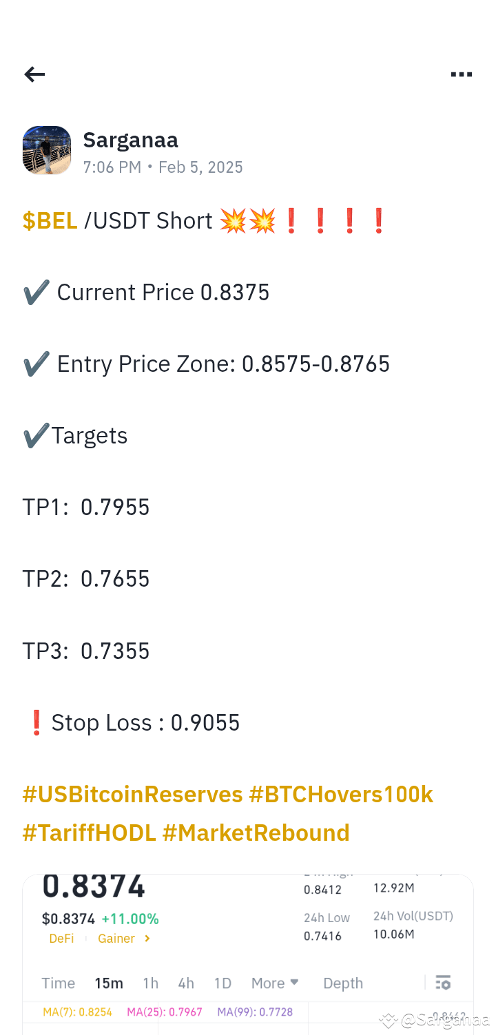 As I Predicted Short for $BEL /USDT , have achieved TP1 and | Sarganaa on Binance Square