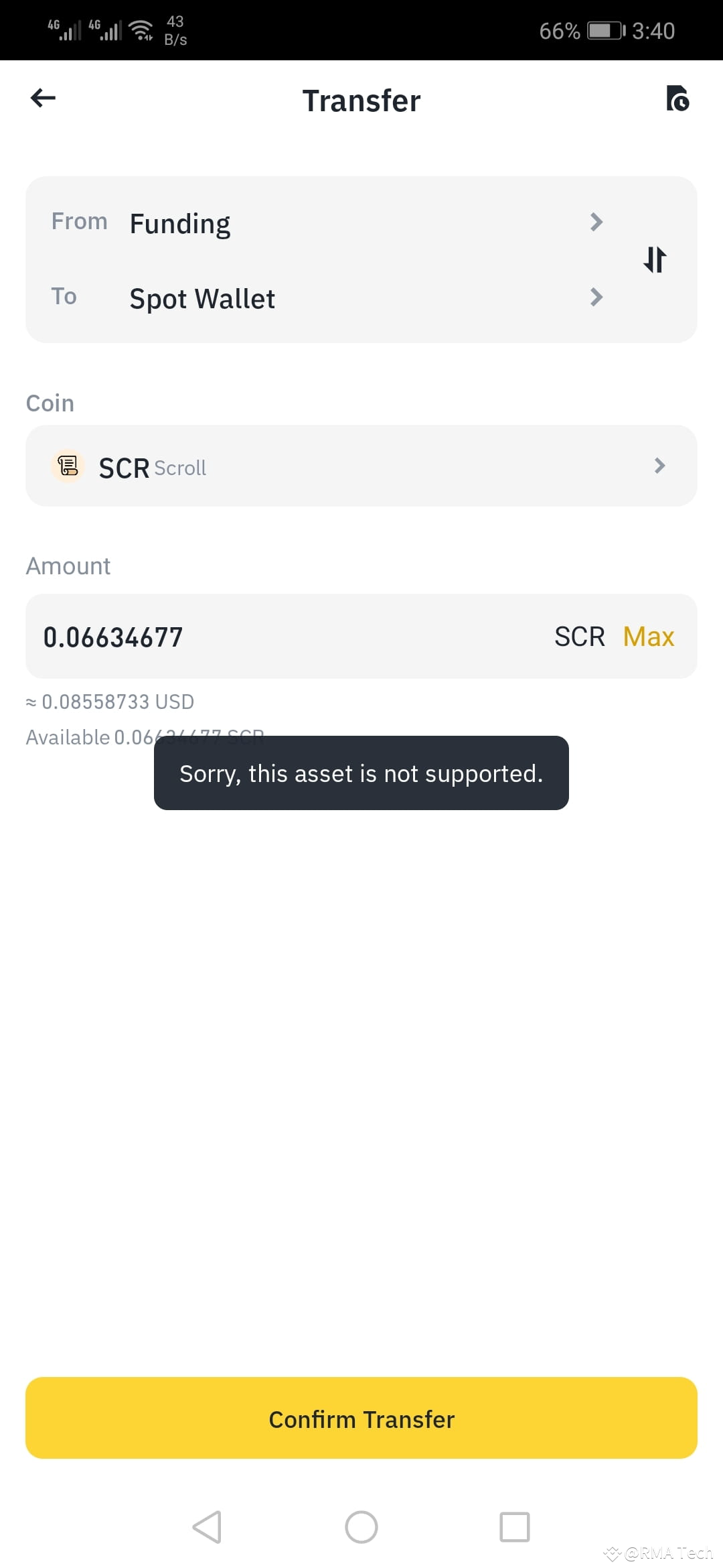 Now not support for transfer SCC to USDT | RMA Tech on Binance Square