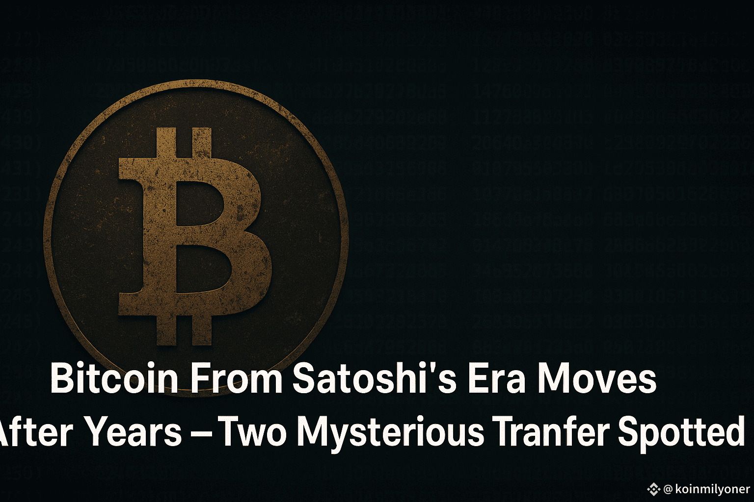 ⛓️ Bitcoin From Satoshi’s Era Moves After Years — Two Myster ...