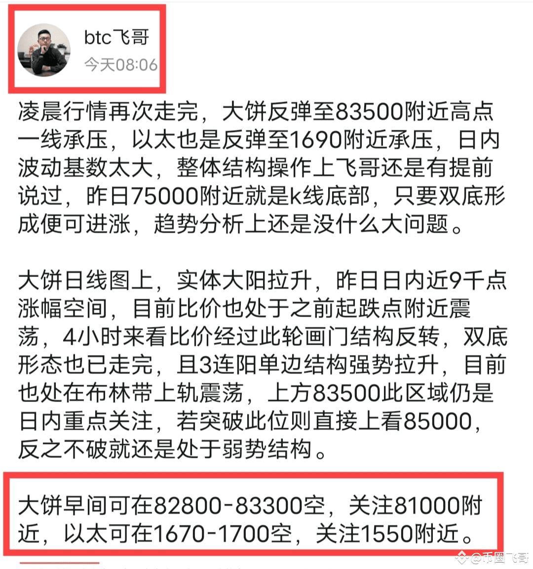 Friends, good morning. The morning Bitcoin has rebounded to | 币圈飞哥 on ...