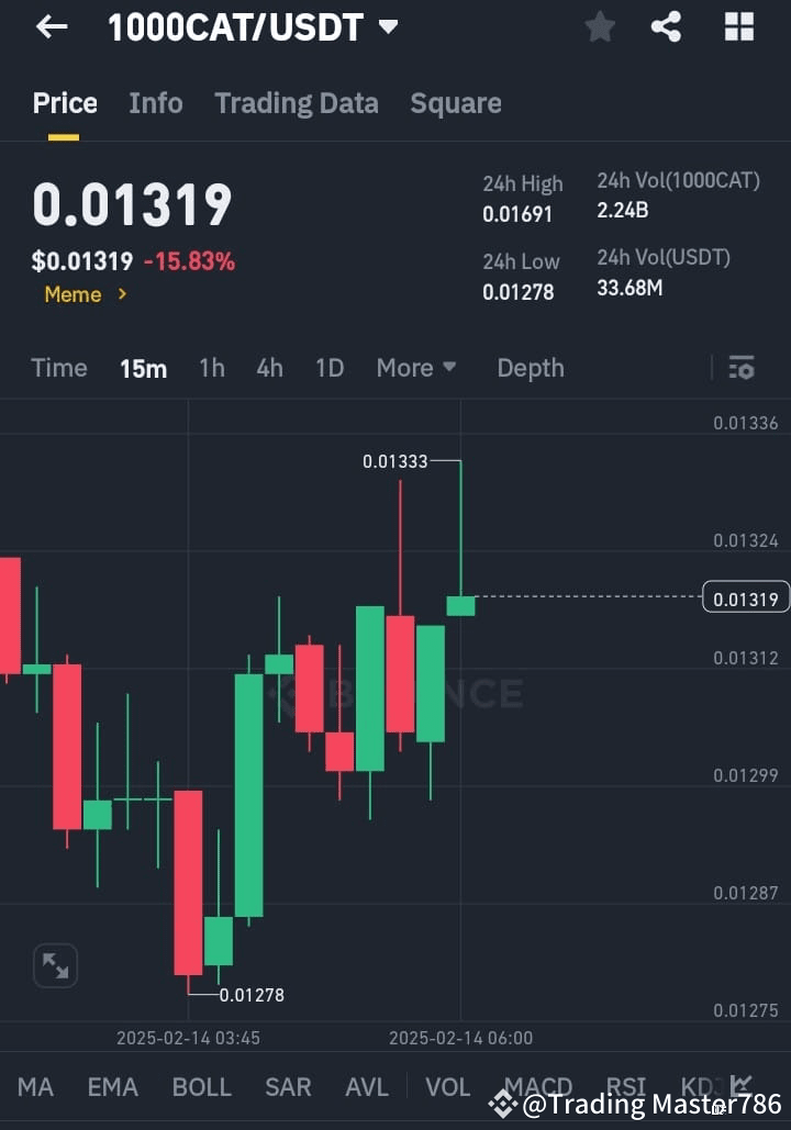 $1000CAT /USDT Market Overview 📌 Current Price: $0.01319 | Trading Master786 on Binance Square