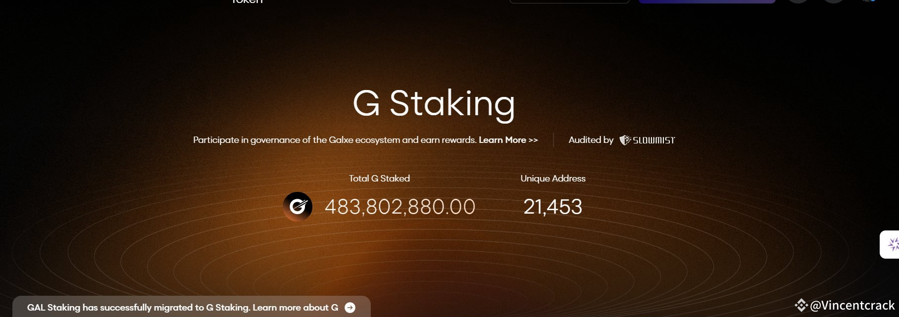 I just staked some $G to earn rewards from galxe pool You c | Vincentcrack on Binance Square