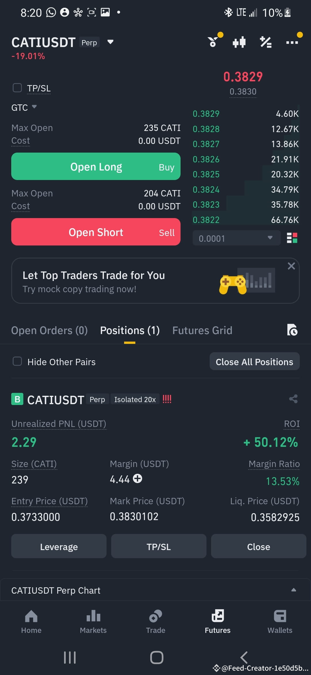#CATI my first time futures trading on Binance should I con | ai-fyp on Binance Square