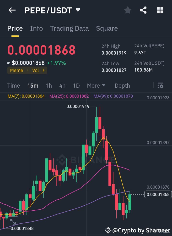 $PEPE / USDT is showing a modest recovery, trading at $0.000 | Crypto by Shameer on Binance Square