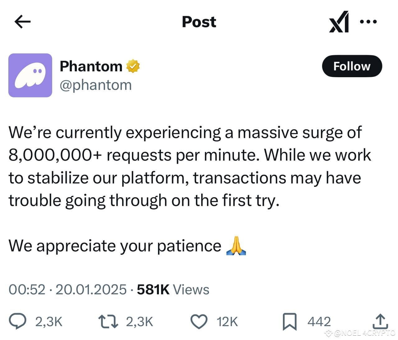 💥8 million transactions per minute. The largest wallet on | NOEL ...