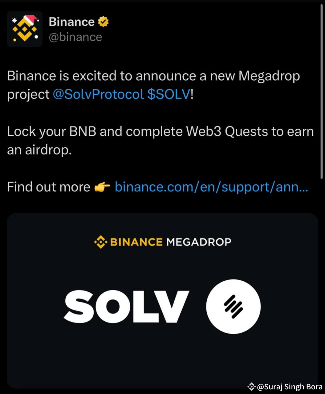 Binance announced the 3rd project on Binance Megadrop - SOLV | Suraj Singh Bora on Binance Square