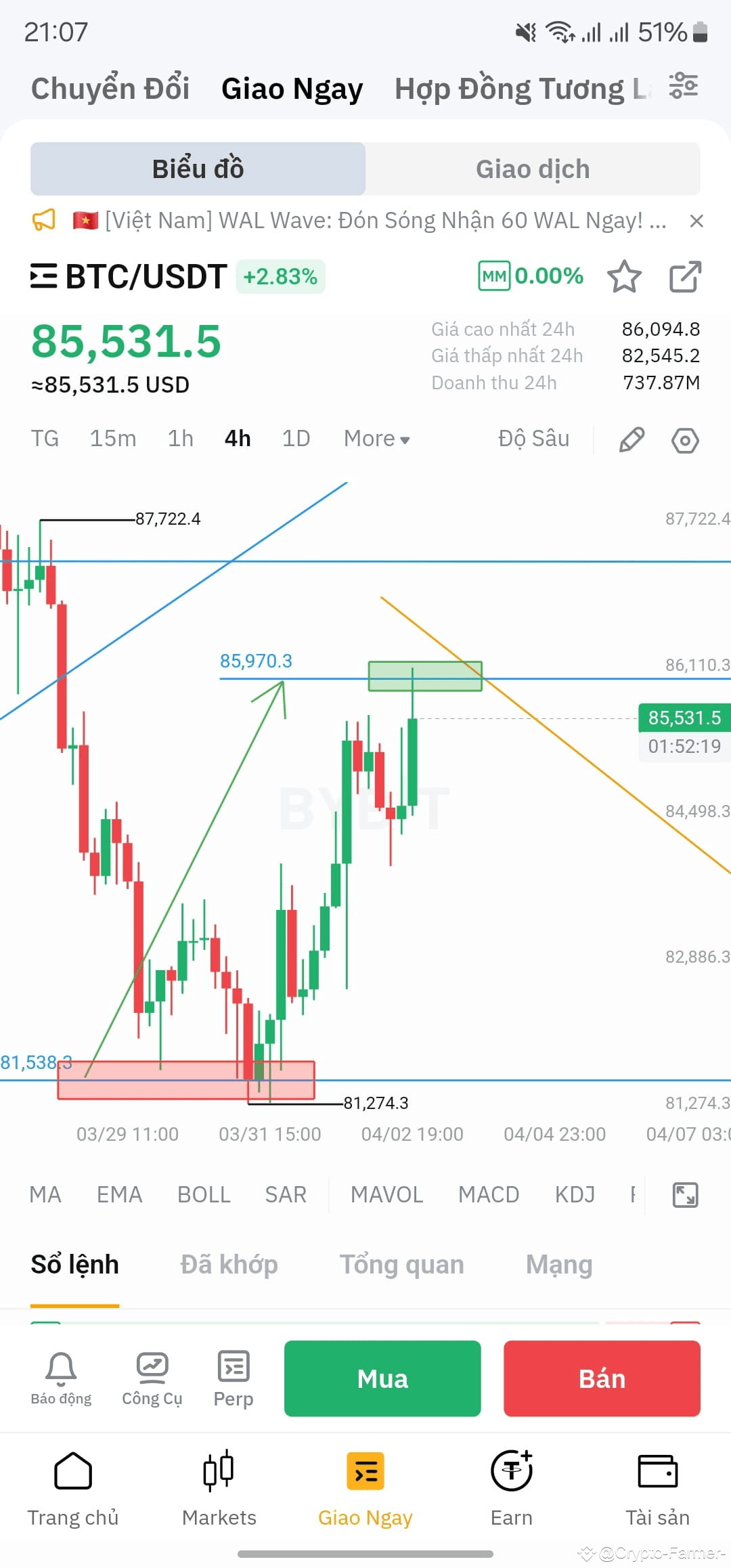 你害怕吗。 记得 sl 89000$ 就可以了。 #BTC 75000$ 下一个 | Crypto-Farmer-发布于币安广场