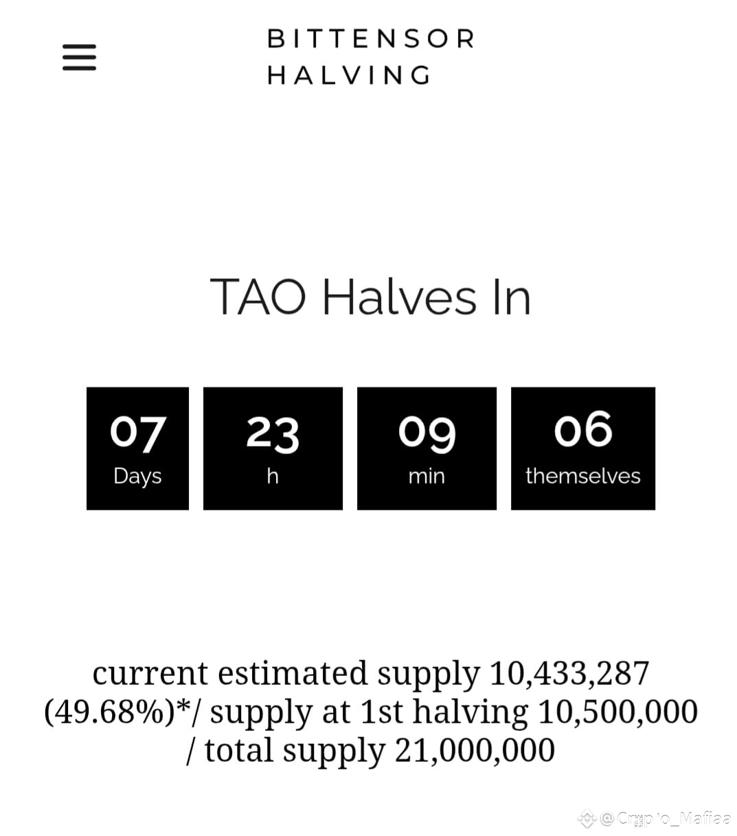 🔥 $TAO HALVING COUNTDOWN: 7 Days • 23 Hours • 9 Minutes The | Crypto ...
