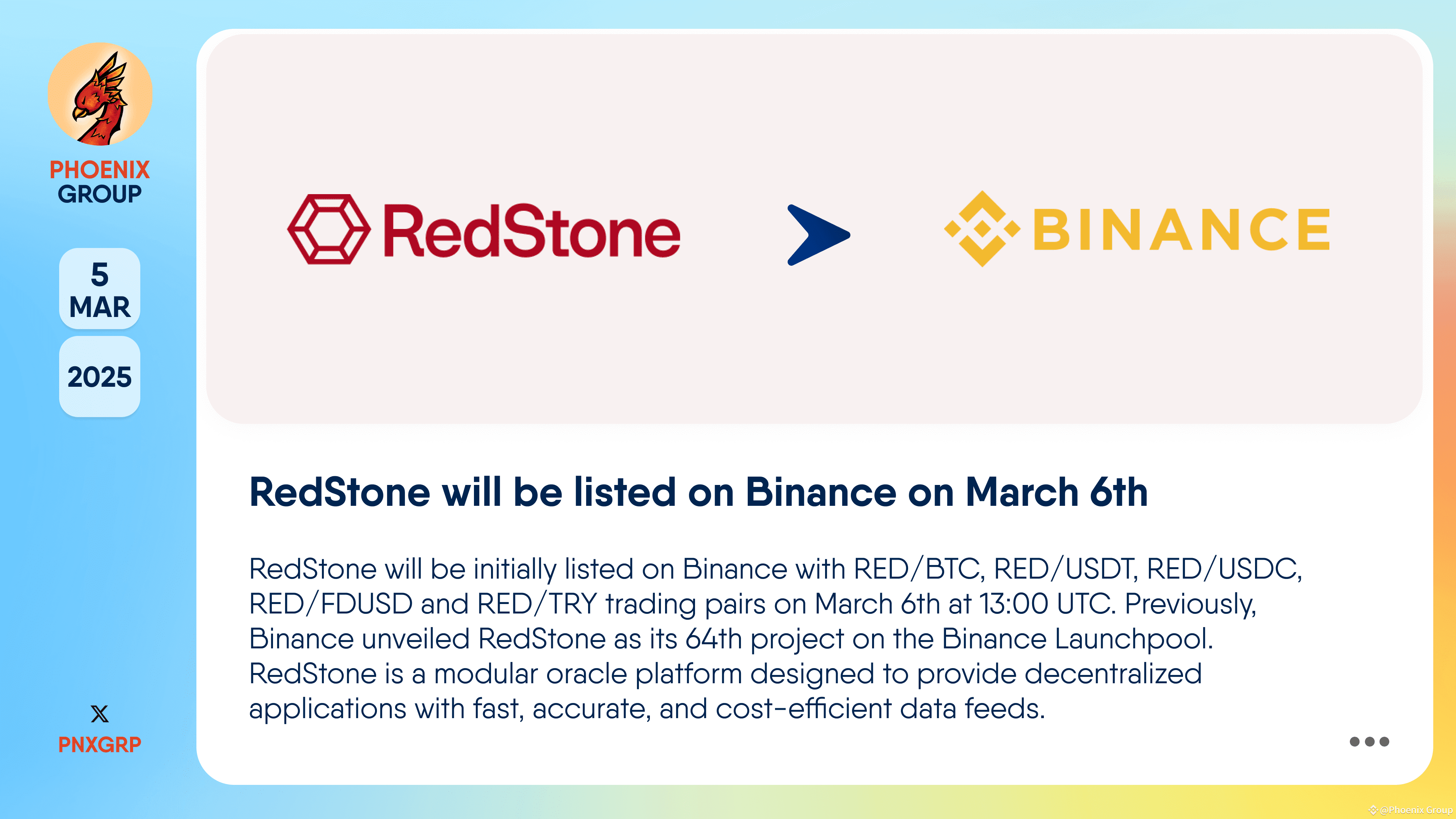 RedStone will be listed on Binance on March 6th #RedStone w | Phoenix Group on Binance Square