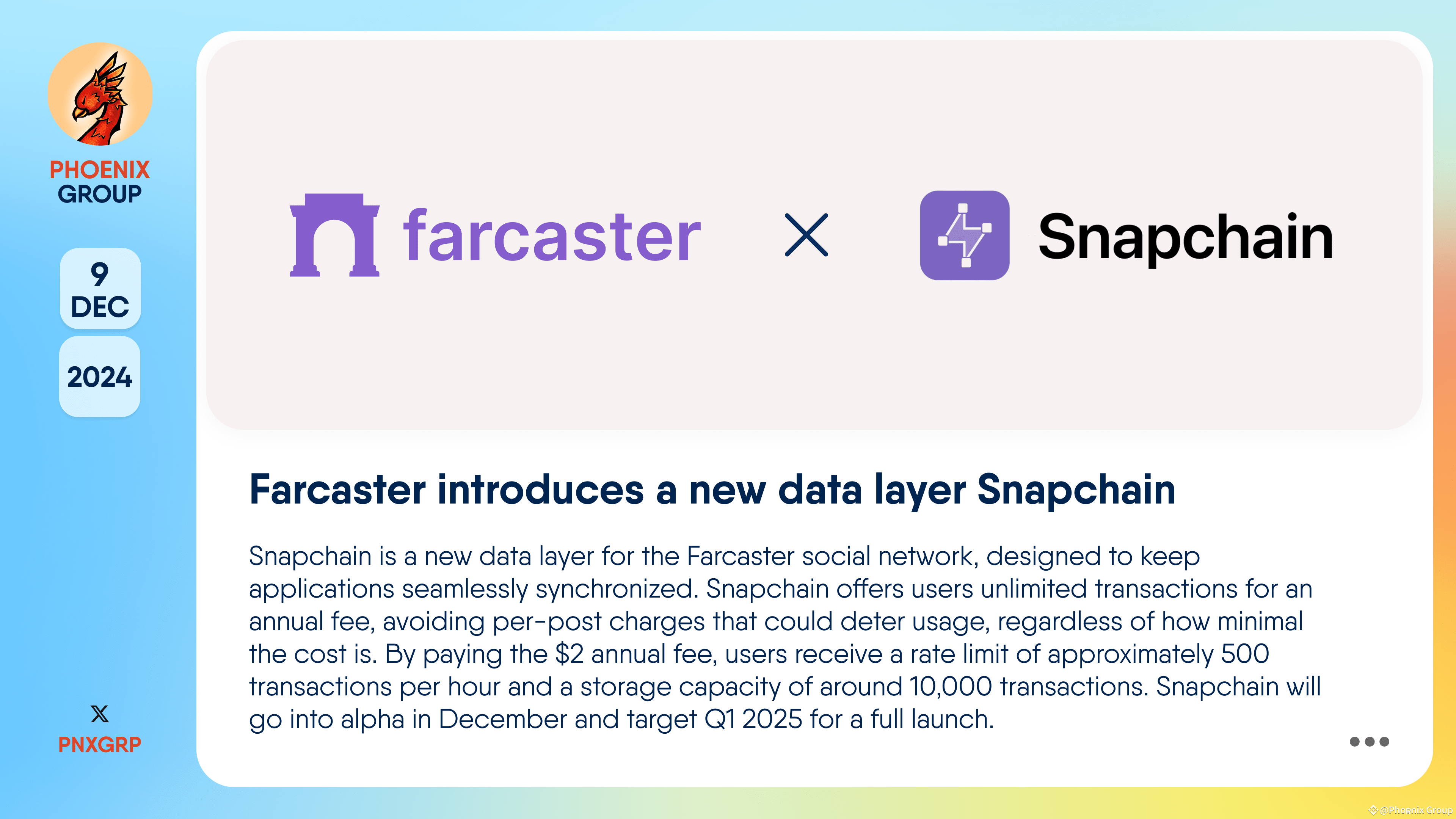 Farcaster introduces a new data layer Snapchain #Snapchain | Phoenix Group on Binance Square