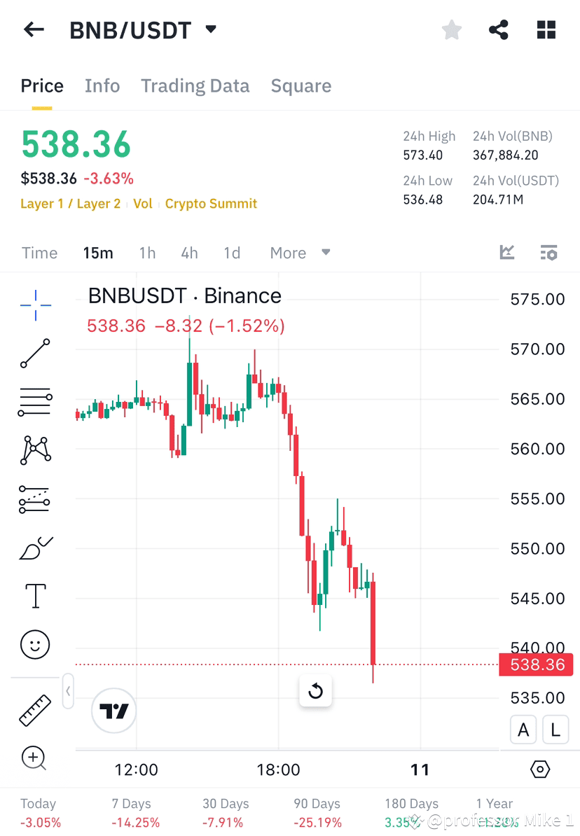 $BNB /USDT Short Trade Alert: Bearish Momentum Extends Lower | Professor Mike Official on ...