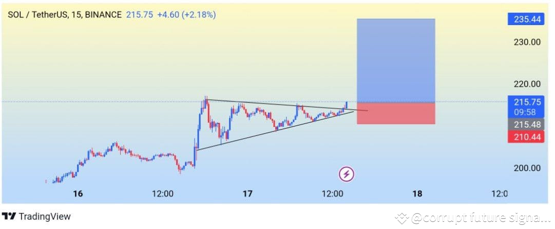 🔰SOL/USDT 🟢LONG 🌀 ENTRY :- 215 - 212 ️ TARGET 21 | corrupt future signal on Binance Square