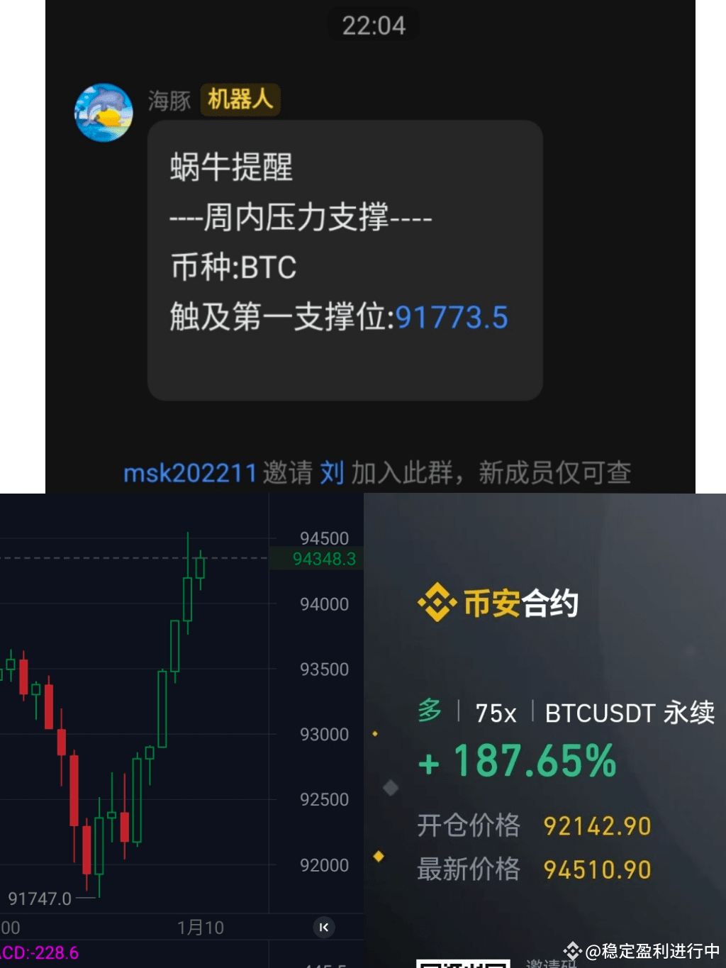 $BTC Big cake touches support reminder Perfect detonation | 轻仓操作细水长流 on ...