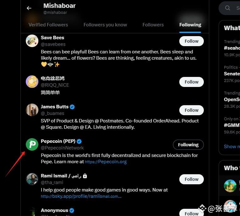 Doge official follows only 27 core members, these core membe | 张善淳 on ...