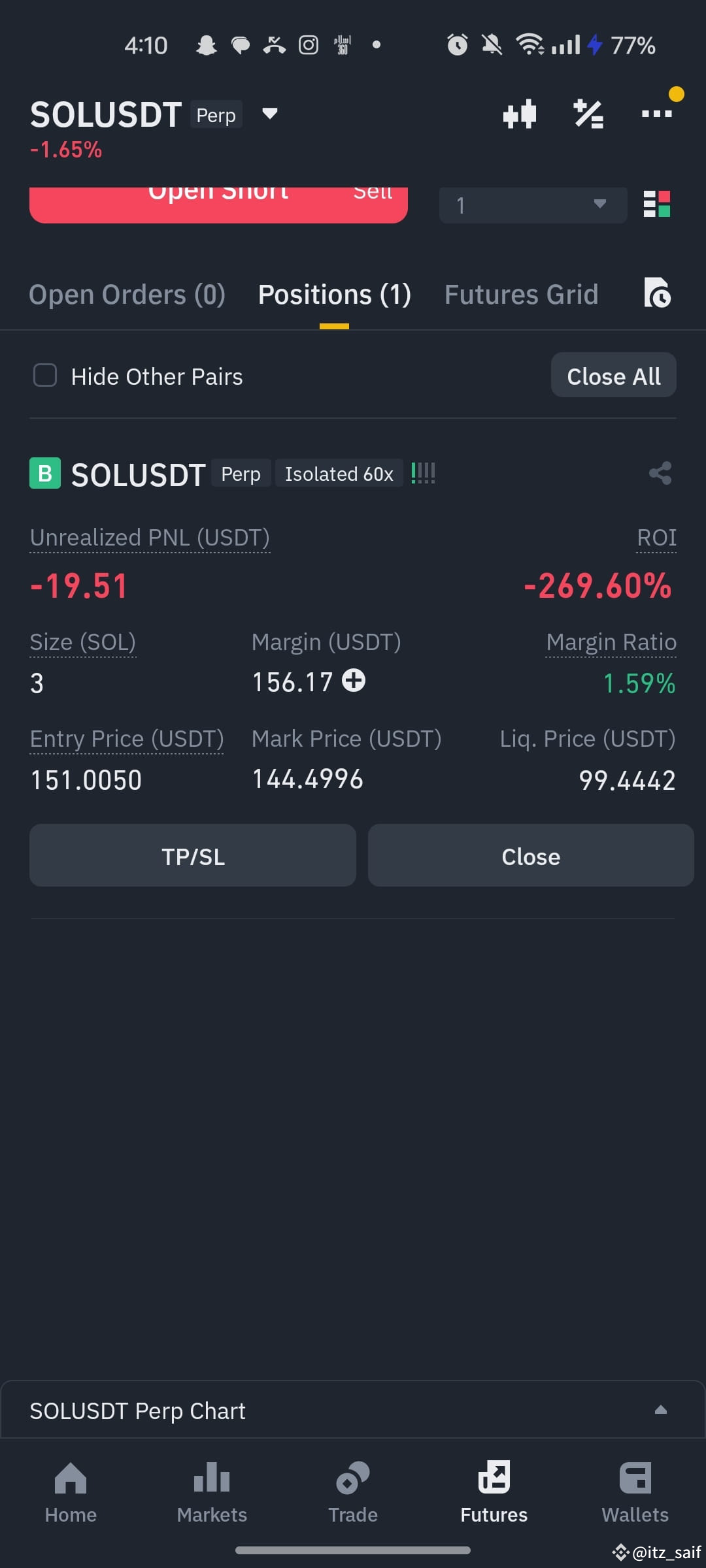 $SOL Should I hold or close my all capital is in this trade | itz_saif ...