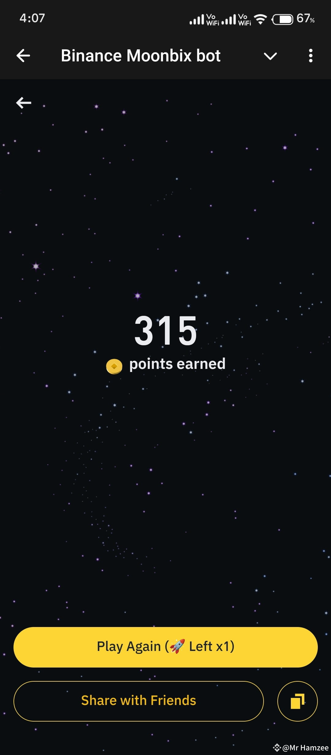 #MyFirstSquarePost My Moonbix Score 🤠 | Mr Hamzee on Binance Square