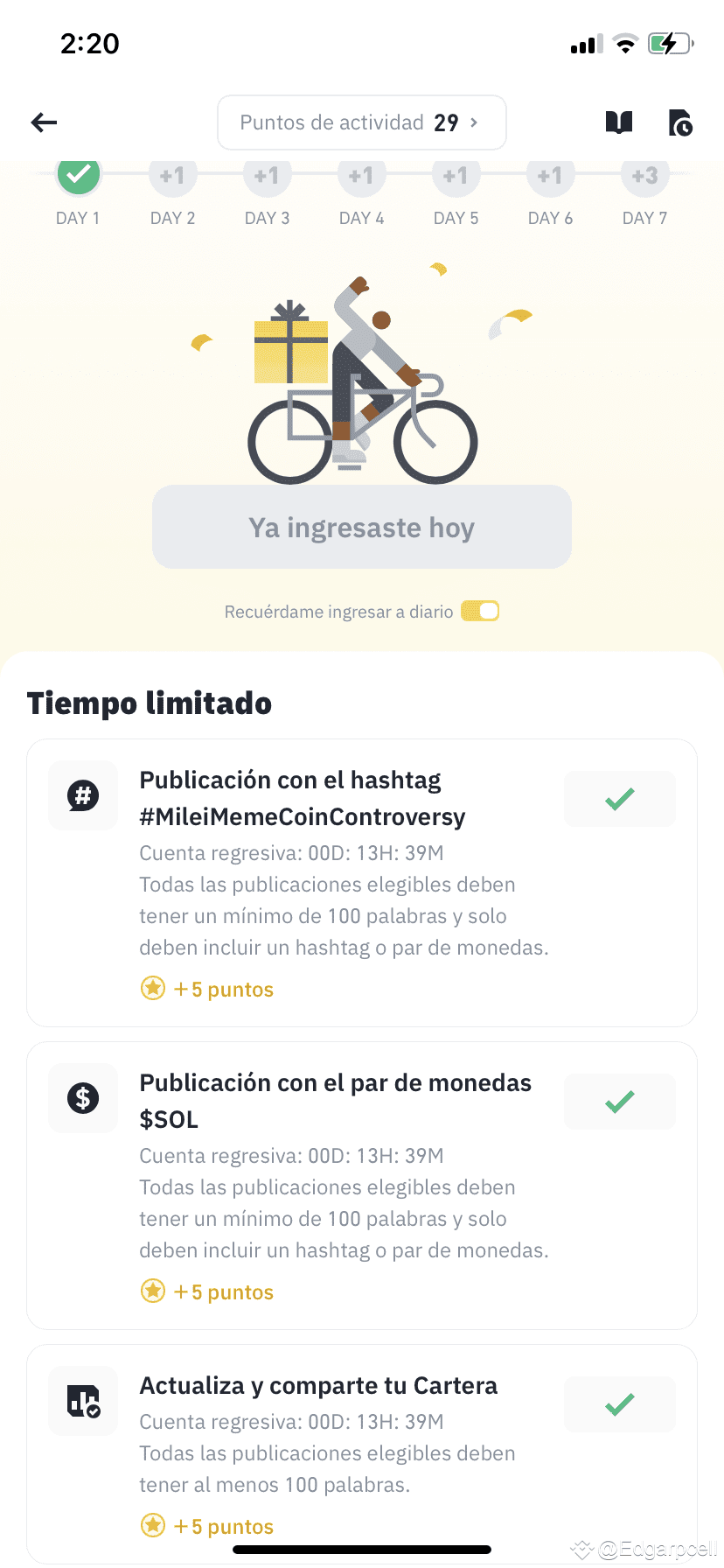 You can also complete your daily tasks today, they will be g ...