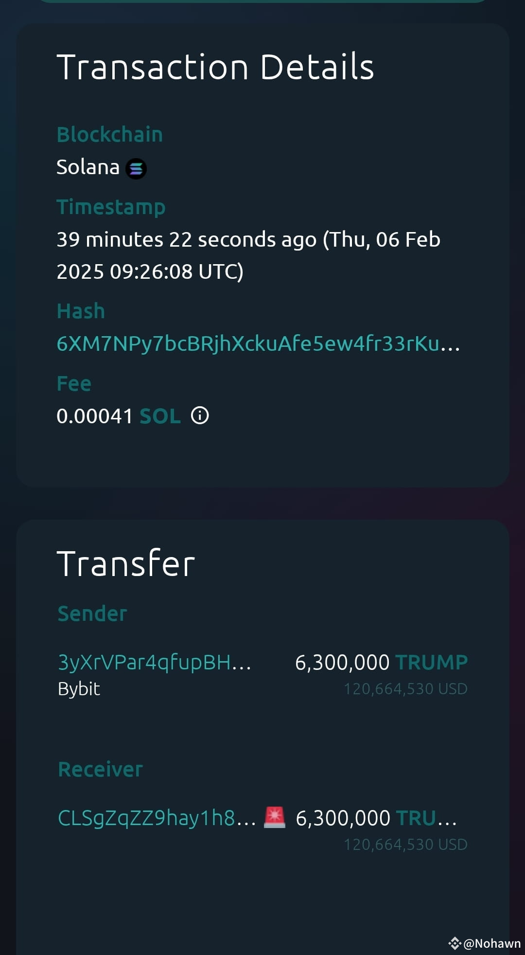 🚨 $120M Valued TRUMP Tokens on the Move! 🐋💸 6,300,000 $T | Nohawn on ...