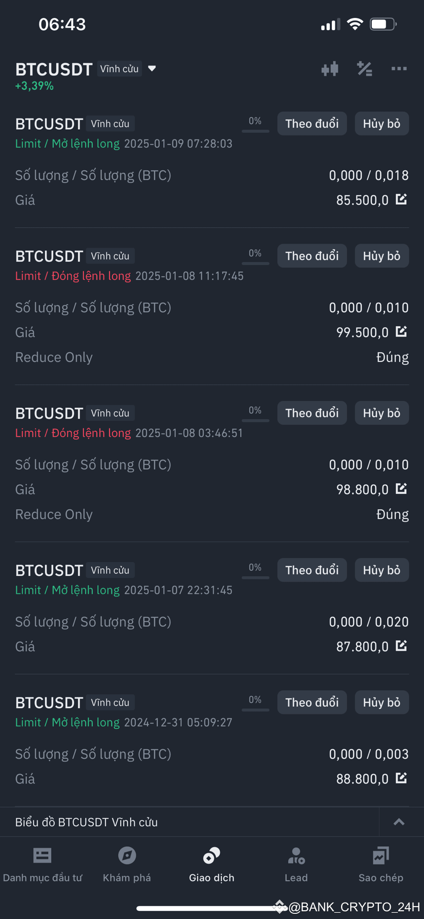 $BTC I placed order #Long Btc at price range 8x and 90 fif | BANK ...