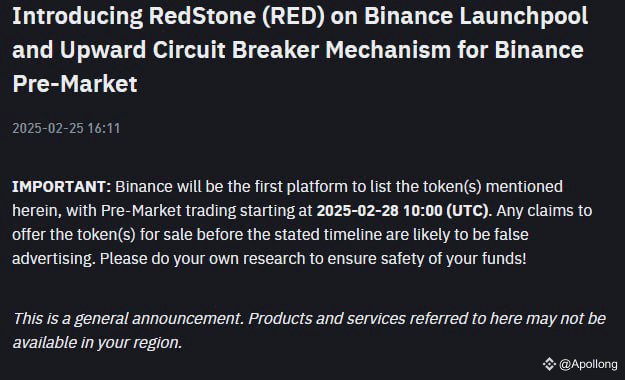 🔥🔥🔥Binance introduces Launchpool 64th - Redstone ($RED) | Apollong on Binance Square