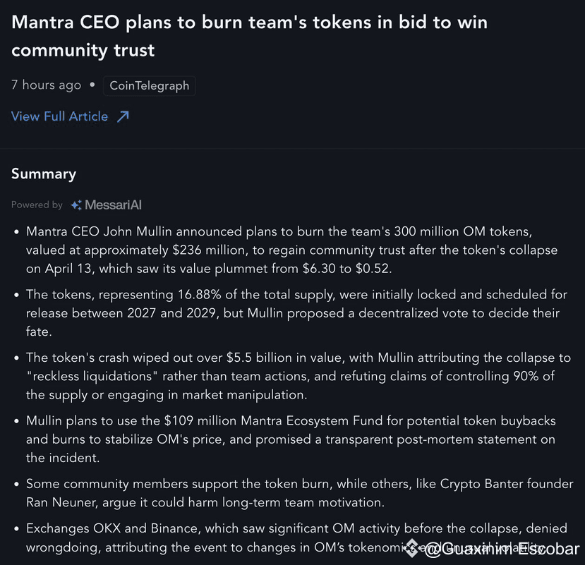 #MANTRA NEWS 17/04/2025; Mantra CEO proposes to burn team' | Guaxinim ...