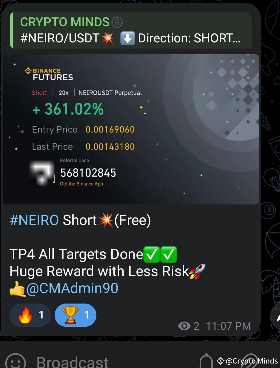 🤙🤙@CMAdmin90🤙🤙 #NEIRO Short💥 TP4 All Targets Done Hu | Crypto Minds on ...