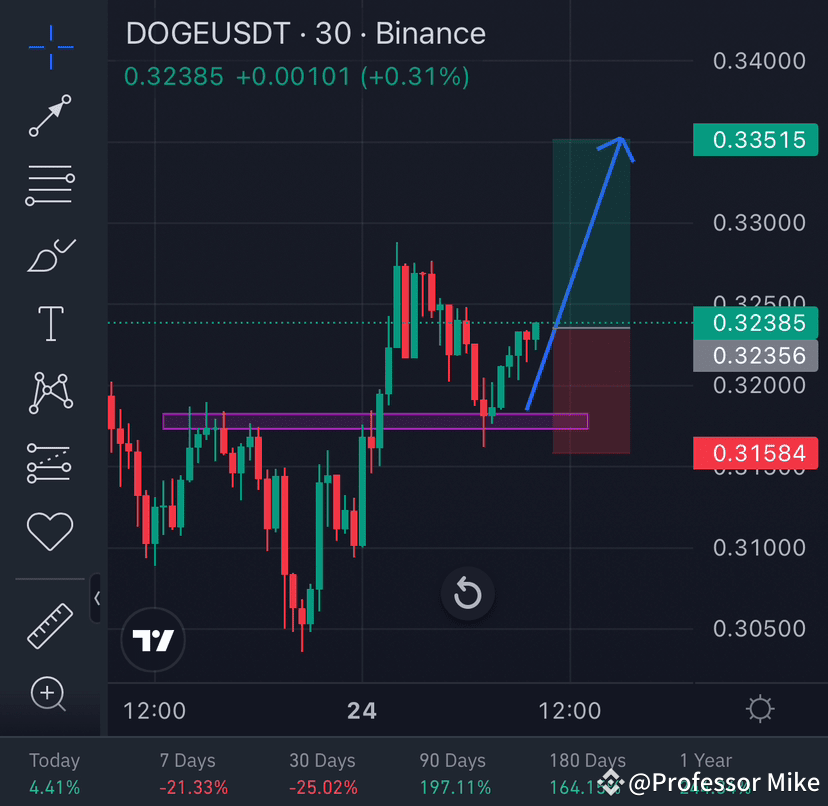 $DOGE /USDT Trading Signal!🔥💯 • Entry Zone: $0.3235–$0.32 | Professor Mike on Binance Square
