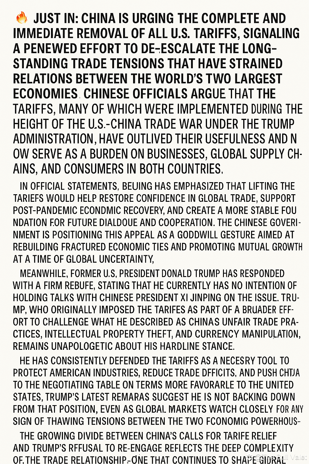 🔥 JUST IN: China is urging the complete and immediate rem | The Bull ...