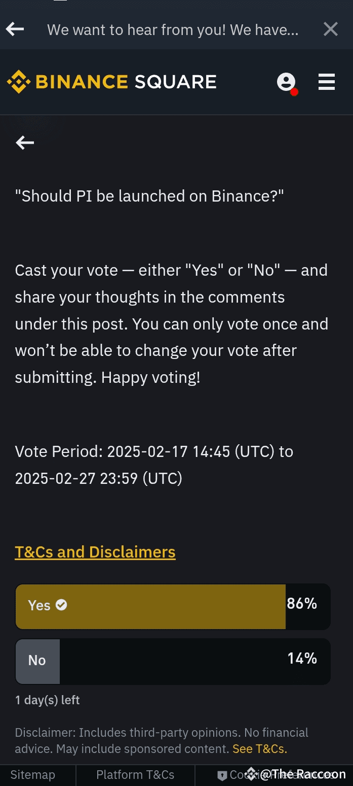#Pi Vote "Should Pi be launched on Binance ?" There are ab | The ...