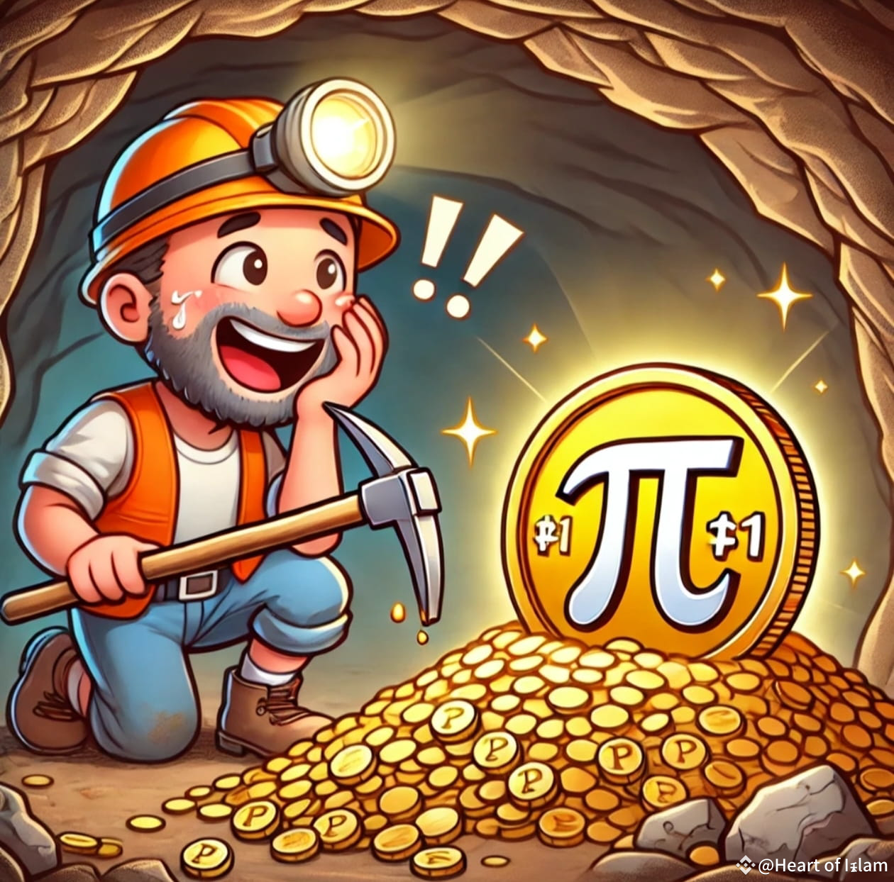 Top text: "Me mining Pi Coin for years..." Image: A guy digg | Heart of ...