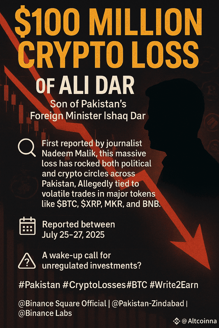 🚨 $100M Crypto Crash Hits Ali Dar — Son of Ishaq Dar Ali D | Altcoinna ...