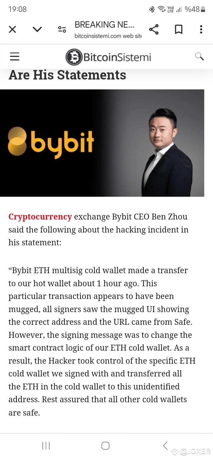 bybit hacked lots of ethereum lost !!!#bybit $ETH | JOXER on Binance Square