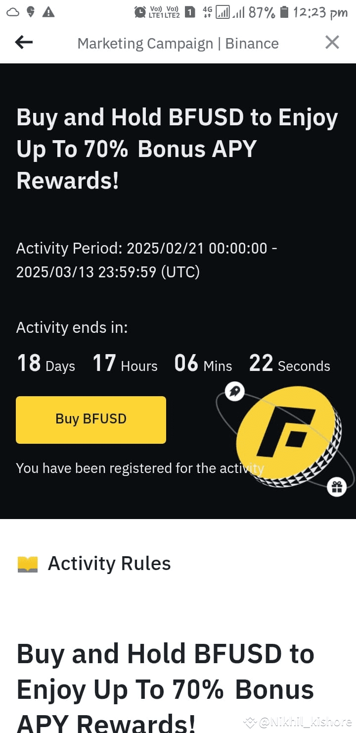 $BTC $XRP 🚀 Buy & Hold BFUSD – Earn 70% APR! 💰 🔹 Look | Nikhil_kishore on Binance Square