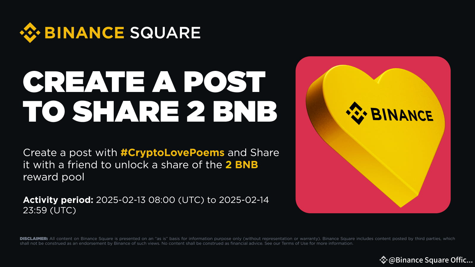 💖 Express Your Love with Crypto! #CryptoLovePoems 💖 Over | Binance Square Official on Binance Square