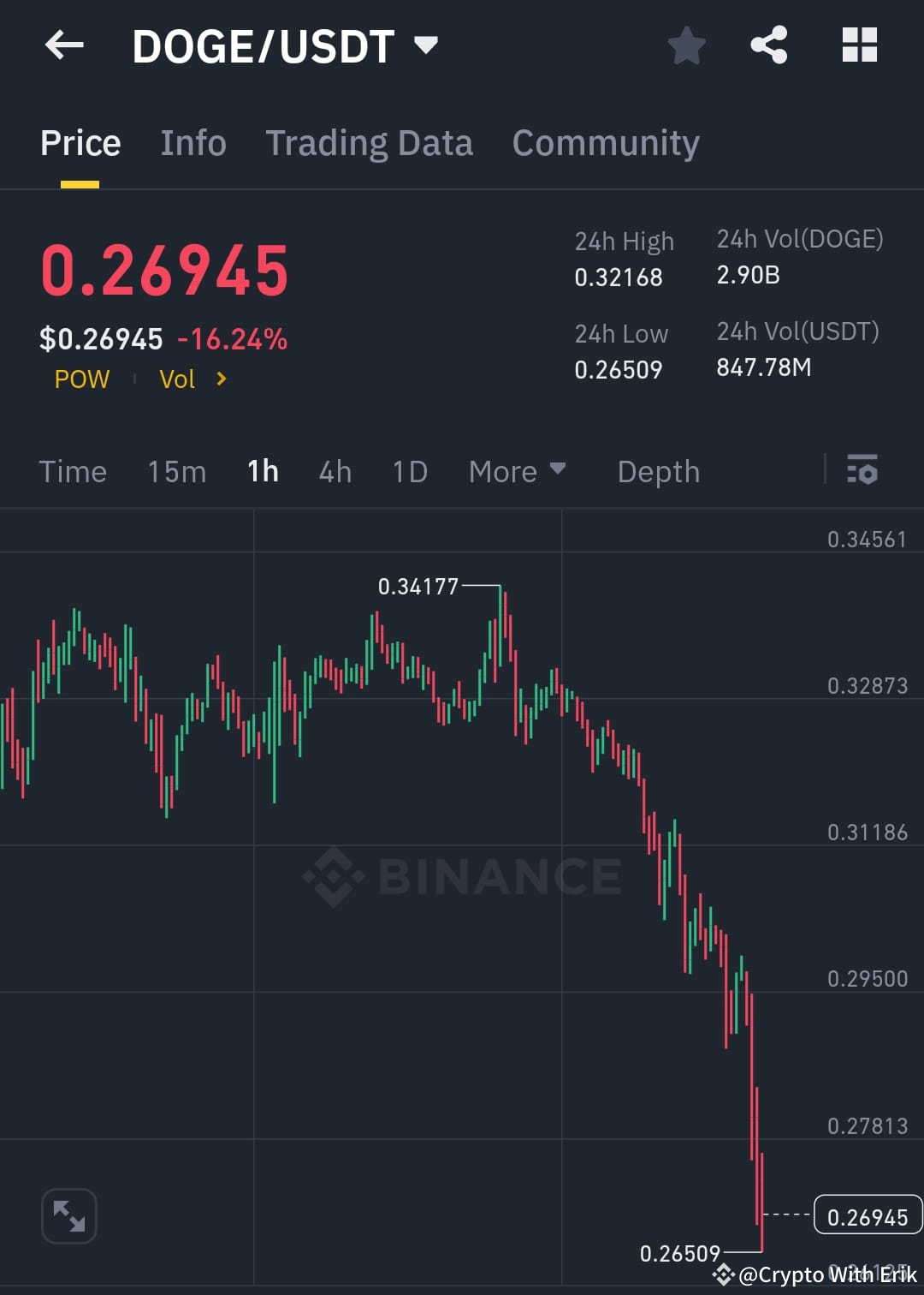$DOGE /USDT Trading Signal – Sharp Decline Towards Critical | Crypto With Erik on Binance Square