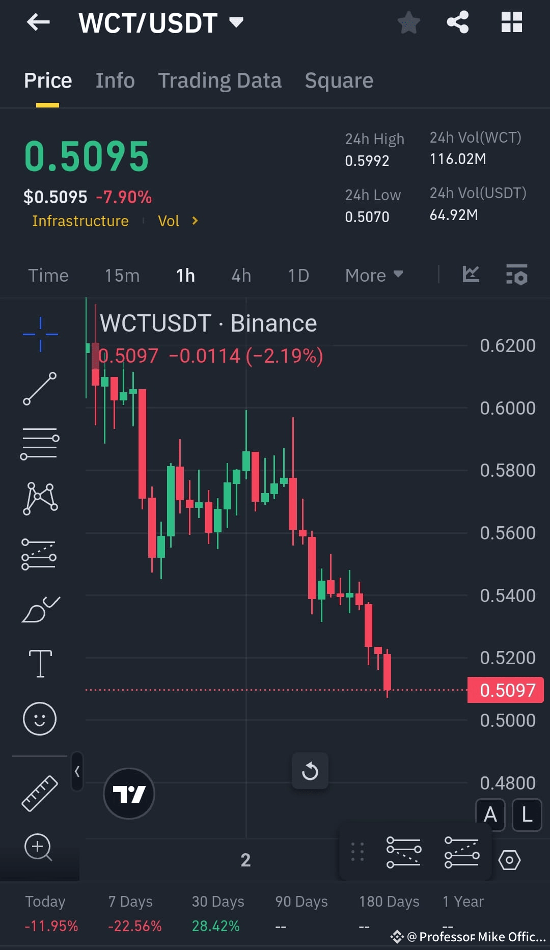 $WCT /USDT SHORT TRADE SIGNAL – BEARISH SLIDE CONTINUES BEL | Professor Mike Official on Binance ...