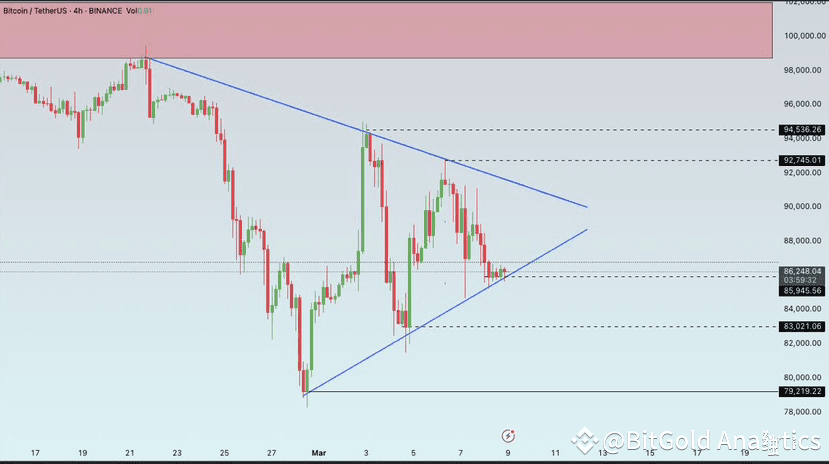 $BTC Symmetrical Triangle. (4hr) Waiting on the sidelines. L | BitGold ...